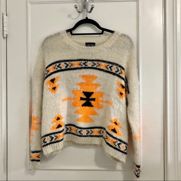 Topshop | Sweaters | Topshop Cream Knit Sweater W Orange Navy | Poshmark